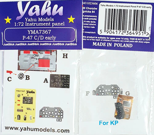 NEW! Yahu Models A7367 Republic P-47 C/D Early - Intrument Panel (for KP Kits)