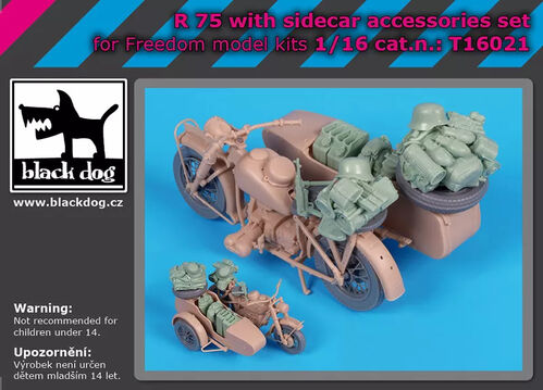 NEW! Black Dog T16021 BMW R75 with Sidecar - Accessories Set (for Freedom Model Kits)