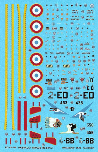 Berna Decals 48140 Dassault Mirage III E Armee de l'Air Part 2