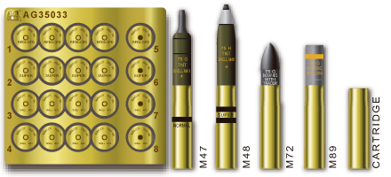 AFV Club AG35033 U.S. 75mm Gun Ammo Set(Brass)