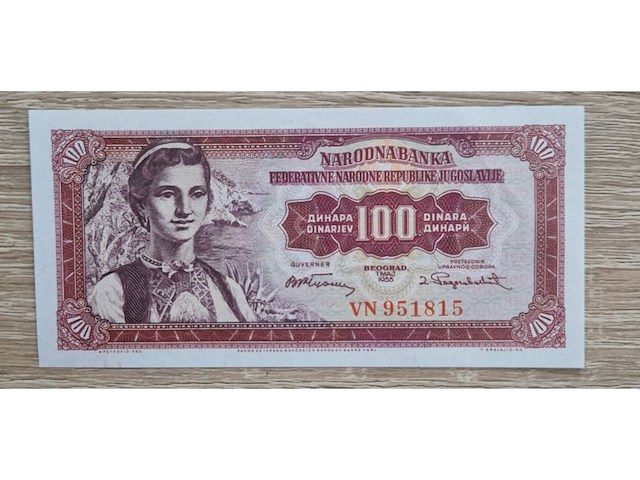100 dinara 1955 UNC