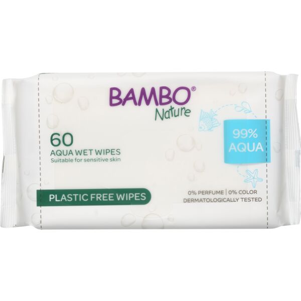 Bambo Nature Aqua 99% voda plastic free vlažne maramice a60