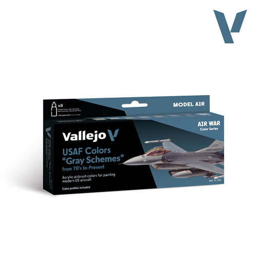 Vallejo 71156 Air War Color Series - USAF Colors "Gray Schemes" from 70's to Present Set