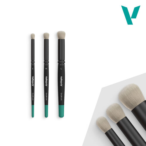 Vallejo B07990 Brush - DryBrush - Natural Set (S, M, L)
