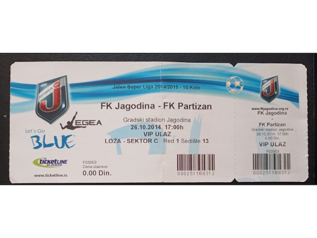 FUDBAL: JAGODINA - PARTIZAN 26.10.2014 - CELA