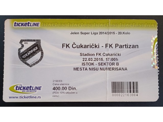 FUDBAL: CUKARICKI - PARTIZAN 22.03.2015