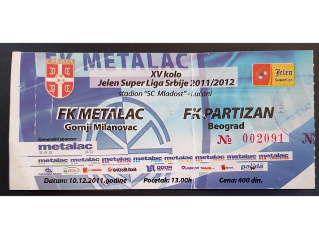 FUDBAL: METALAC - PARTIZAN 14.12.2011