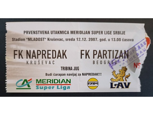 FUDBAL: NAPREDAK - PARTIZAN 12.12.2007