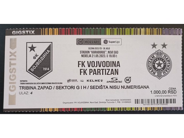 FUDBAL: VOJVODINA - PARTIZAN 21.05.2023