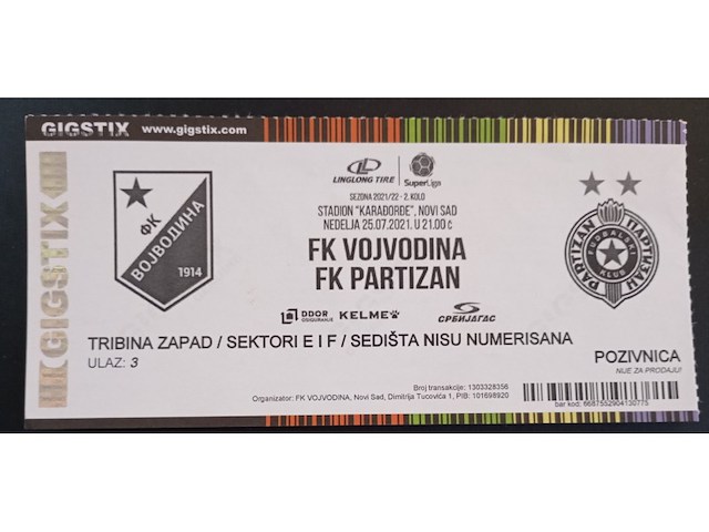 FUDBAL: VOJVODINA - PARTIZAN 25.07.2021