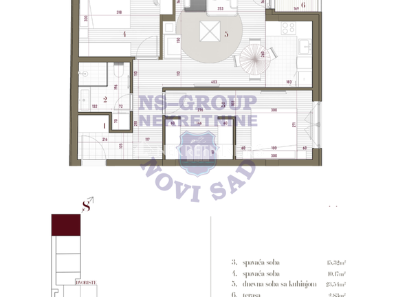 Trosoban stan 62m2 Telep