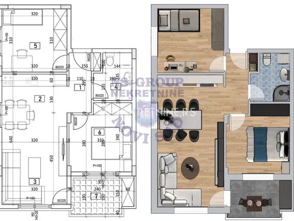 Trosoban stan na Adicama 54m2