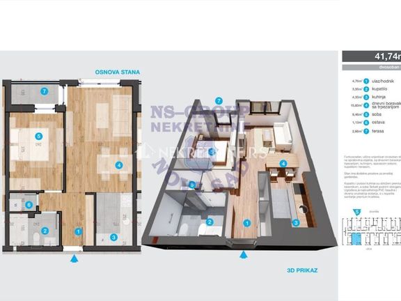 Dvosoban stan na Bulevaru Patrijarha Pavla, 42m2
