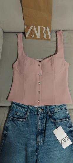 Zara prsluk top puder boje nov S 36