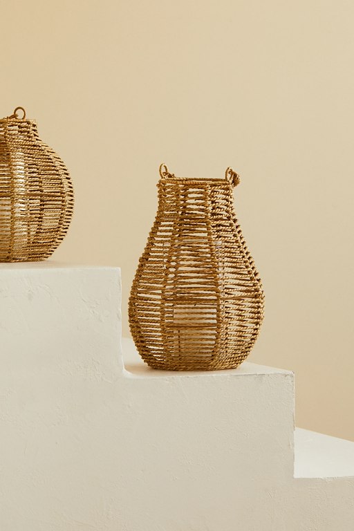 LARGE SEAGRASS CANDLE LANTERN
