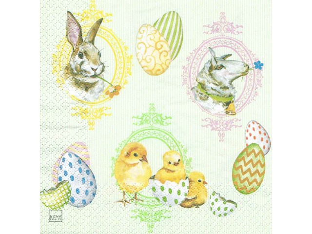 Salveta POV59R_040 - 33x33cm Uskrs Zec Pilići Ovca