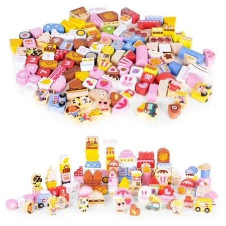 Eco toys edukativne drvene kocke set -candy city 116 kom ( me433 )