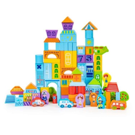 Eco toys edukativne drvene kocke city 100 kom ( sr19001 )