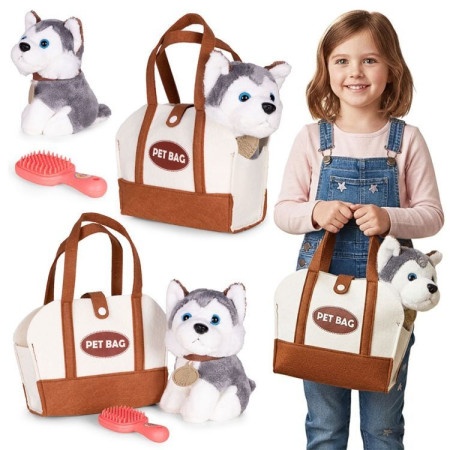 Eco toys plišana igračka za decu, štene husky, torba + četka za negu ( hc750229 )