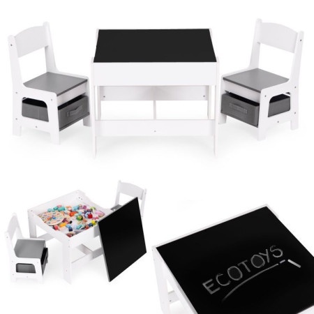 Eco toys dečiji set sto i 2 stolice sa tablom za pisanje white ( zkc-1a )