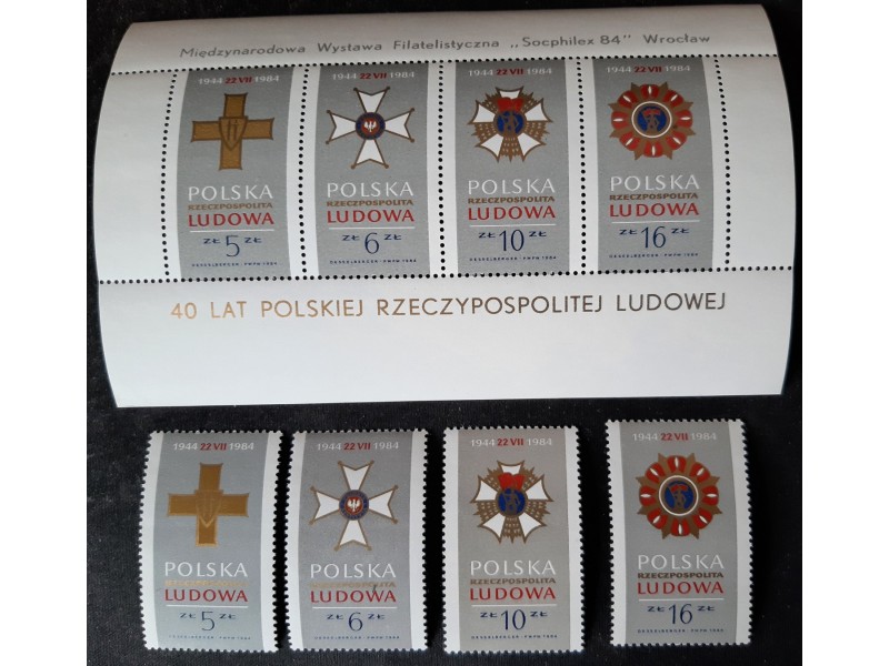 M546 Poljska Odlikovanja serija i blok 1984g