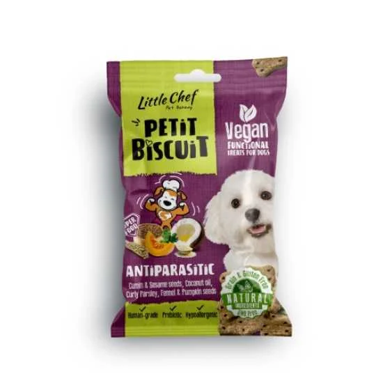 Little Chef Petit Biskvit za pse Grain Free - Antiparazitik 100g
ANTIPARAZITIK
Petit Biscuit Antiparazitik je prirodna proaktivna podrška vašem psu protiv spoljašnjih i unutrašnjih parazita. Zdr...