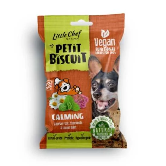 Little Chef Petit Biskvit za pse Grain Free - Calming 100g
Vegan Prirodna Fukcionalna poslastica za pse – Grain Free
Za SMIRENJE
Petit Biscuit za Smirenje je proaktivna podrška zdravlju vašeg p...