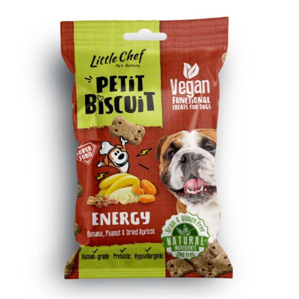 Little Chef Petit Biskvit za pse Grain Free - Energija 100g
Vegan Prirodna Fukcionalna poslastica za pse – Grain Free
ENERGIJA
Petit Biscuit Energija je prirodna proaktivna podrška koja može da...
