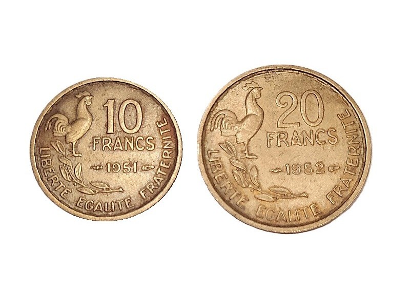 ** FRANCUSKA - 10 i 20 FRANAKA 1951-1952. ** - petlići