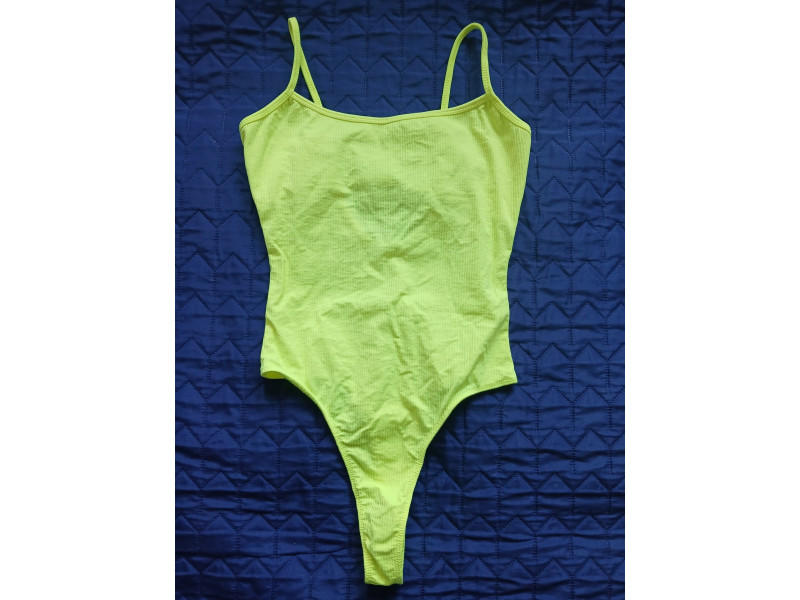 Bershka fluorescentno zuti tanga bodi-triko-kupaci, M