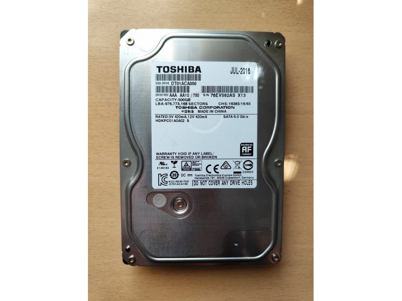 TOSHIBA Hard Disk 500GB