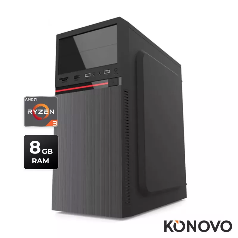 KONOVO Office Ryzen 3 3200G 8GB RAM 256GB NVMe SSD B450M 500W NoOS