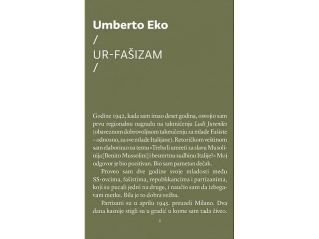 Ur-fašizam Umberto Eko FMK