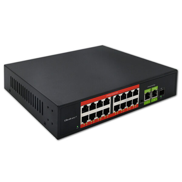 PoE SWITCH 16×10/100Mb/s | 2x Uplink 1000Mb/s | 1x SFP 1000 Mb/s