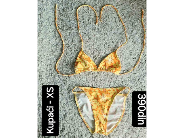 Kupaći dvodelni bikini žuti narandžasti XS/34