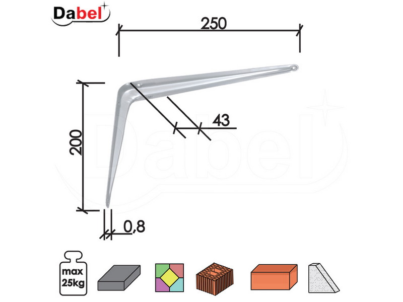NOSAČ POLICE 200X250 N1103 BELI