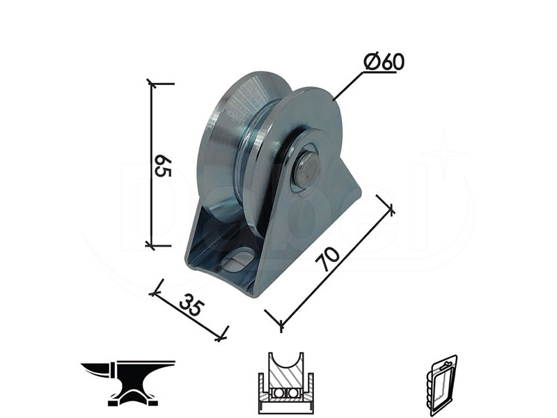 TOČKIĆ ZA KAPIJU T1005 FI60 U -35MM
