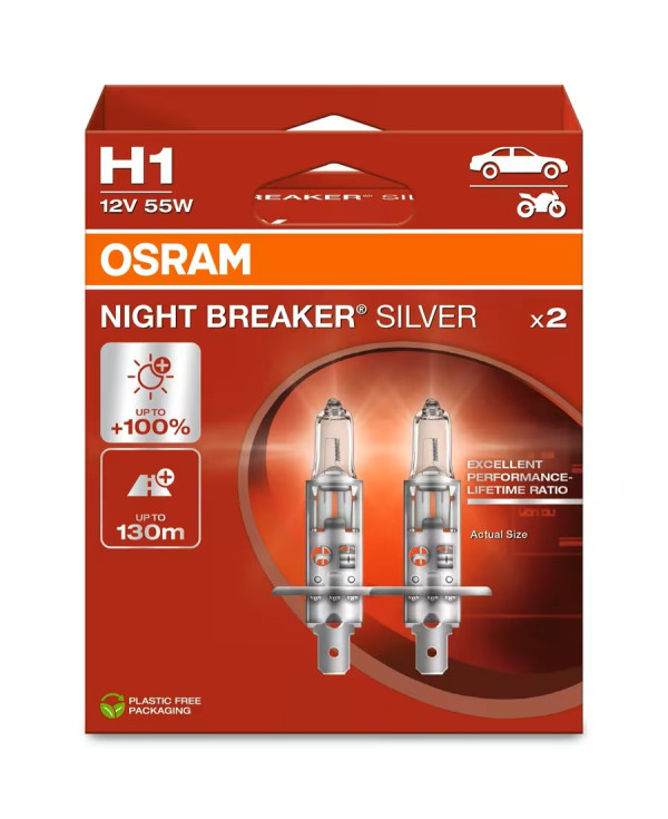OSRAM NIGHT BREAKER SILVER H1 64150NBS-2HB 55W 12V P14.5S 4062172388085