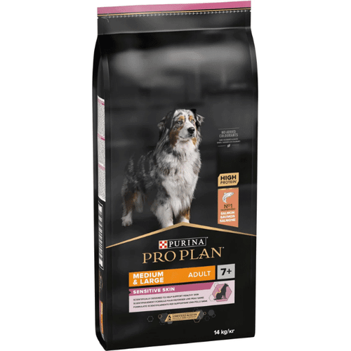 Purina Pro Plan Dog Medium/Large Adult 7+ Sensitive Skin Losos - 14 kg