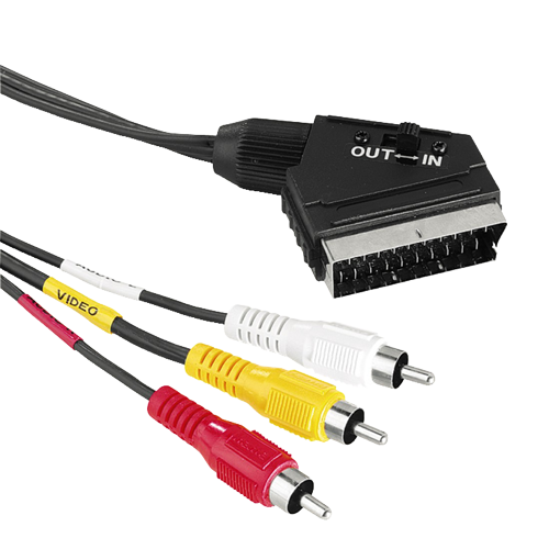 Hama adapter kabl Scart na 3xRCA (činč) m/m 1.5m - 43178, Scart, RCA x3, m/m, Crna