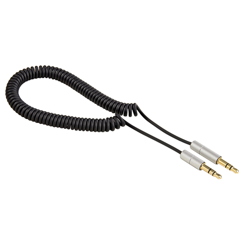 HAMA AUX audio kabl 3.5mm 3-pina m/m spiralni 1m (Crni) - 93775, 3.5 mm, 3-pina, 3.5 mm, 3-pina, m/m, Crna