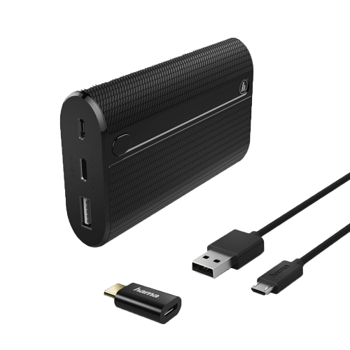 HAMA Power bank / eksterna baterija X7 Power Pack + Tip C adapter 7800 mAh, 1 x Micro USB, 1 x USB Tip C, 1 x USB A, Crna