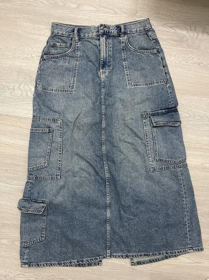 Denim cargo maxi suknja