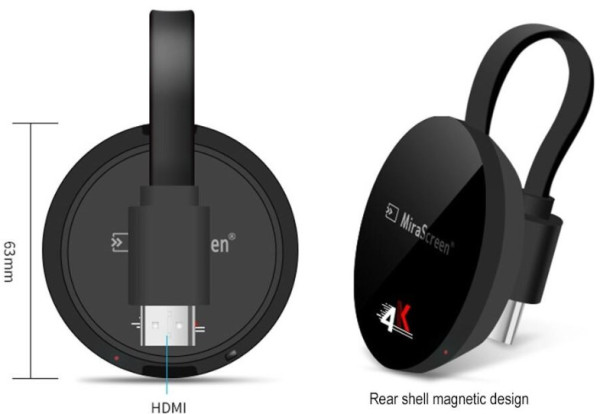 GMB-MIRASCREEN-4K * GEMBIRD MIRACAST DLNA & AIRPLAY HDMI WIFI DONGLE TV ADAPTER, 2.4G 4K (1599)
