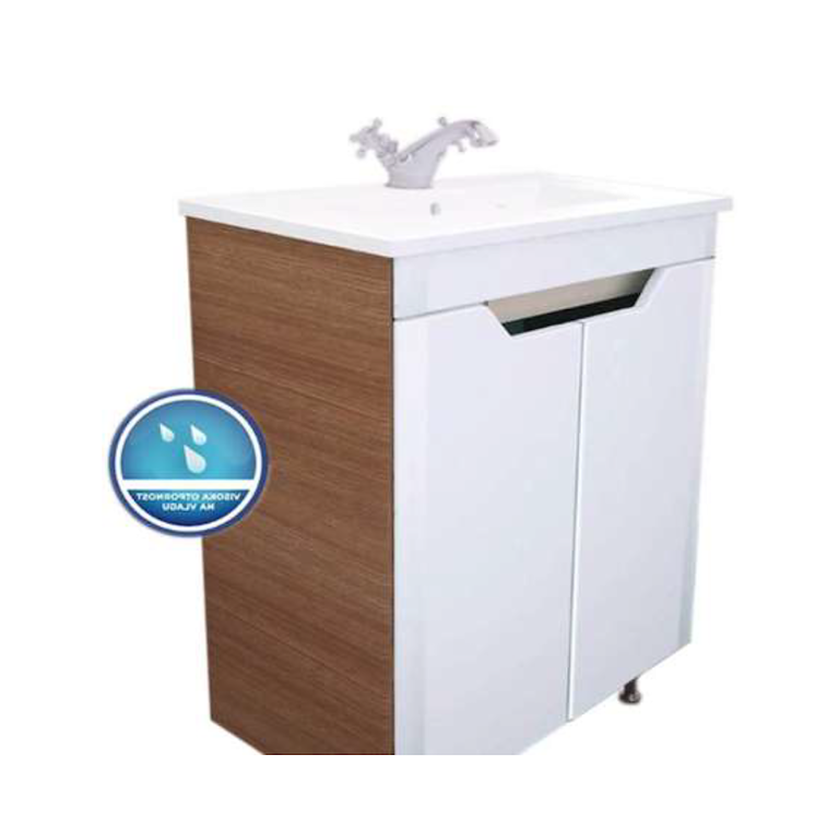 Ormaric stojeci AHRI-glossy white & oak 81cm + umivaonik SLIM [E-810]