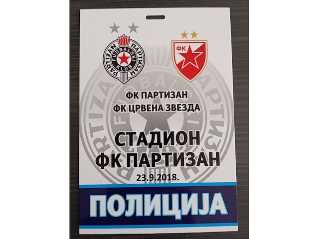 FUDBAL: PARTIZAN - CRVENA ZVEZDA 23.09.2018 - AKREDITAC