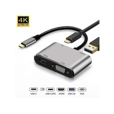STARS SOLUTIONS Adapter Stars Solutions USB-C na HDMI/VGA/USB/PD sivi
