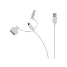 NEDIS VLMP39410W1.00 3 u 1 Sync and Charge Cable USB-A Male - Micro B Male 1.00 m White + 30-Pin Doc
