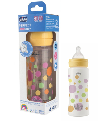 Chicco plastična flašica za devojčice 4m+ Perfect Easy 330ml brzi protok
