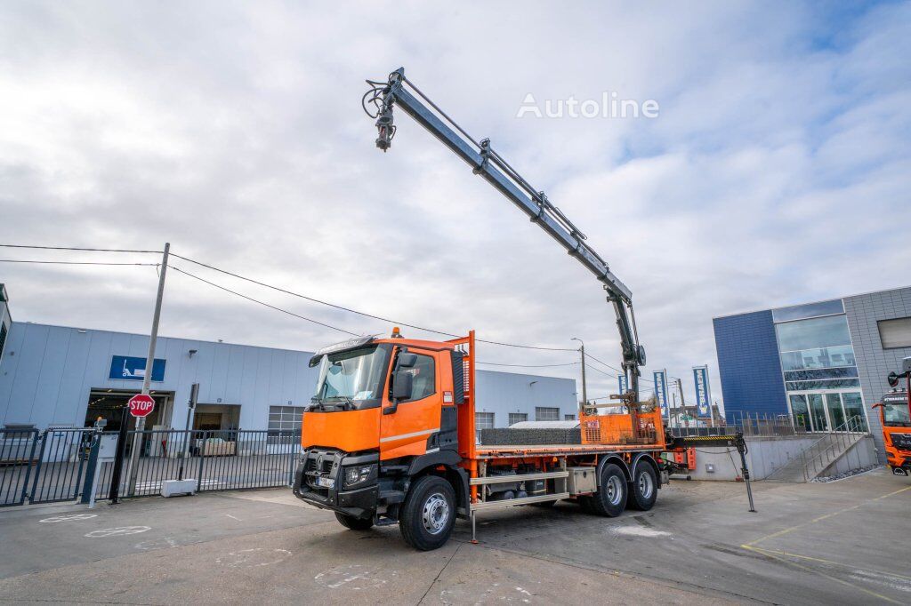 Renault C 430 DXI-6X4+ HIAB 18T/m / 3 EXT kamion s ravnom platformom